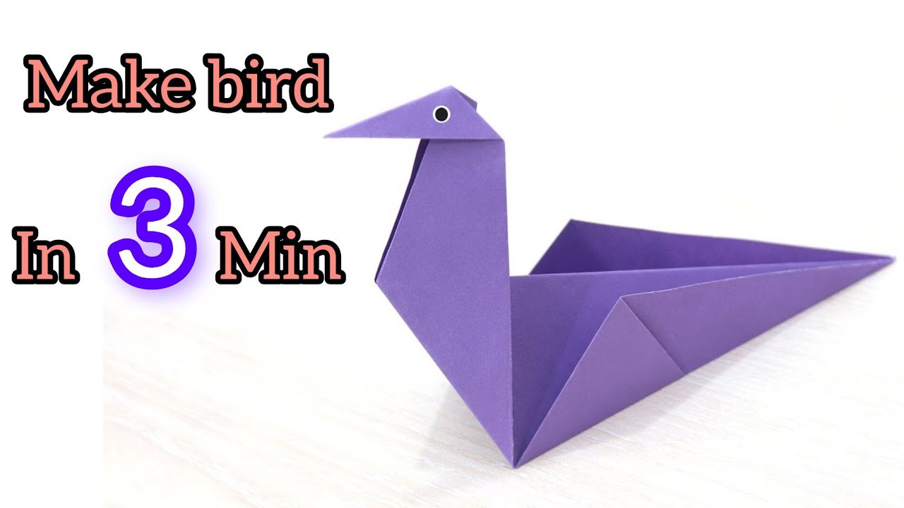 how to make a paper bird in 3 min/ bird origami - YouTube