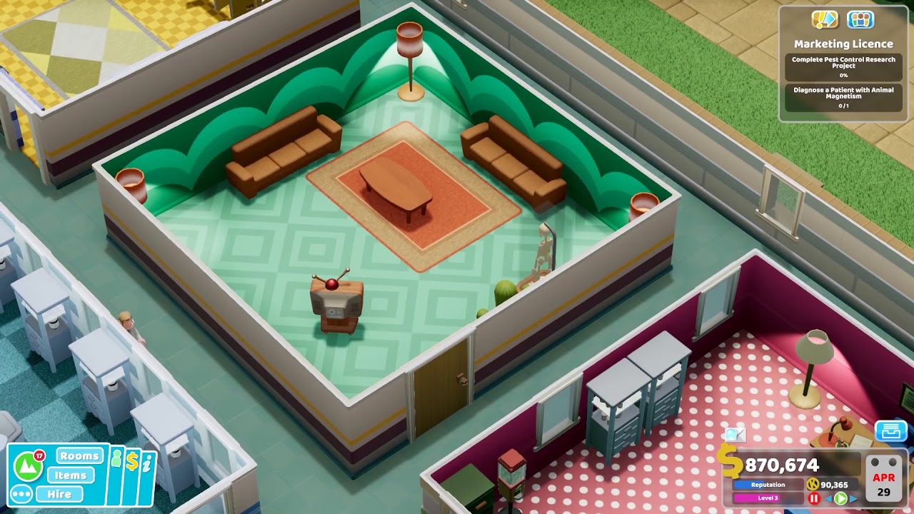 Two Point Hospital [PC] Interior Designer Free Update Overview - YouTube