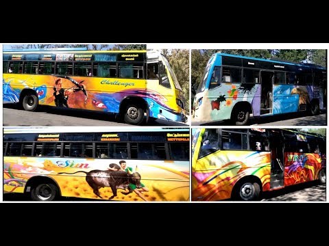 Beautiful private Buses of COIMBATORE, amazing bus Body Paint Art Job ...