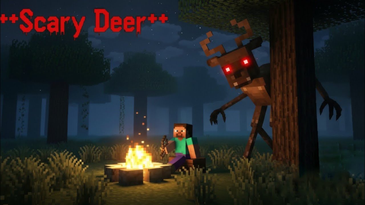I found 99 Nights in the Forest scary deer | horror minecraft - YouTube