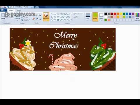 How to create Merry Christmas Greetings E Card in ms paint step by step ...