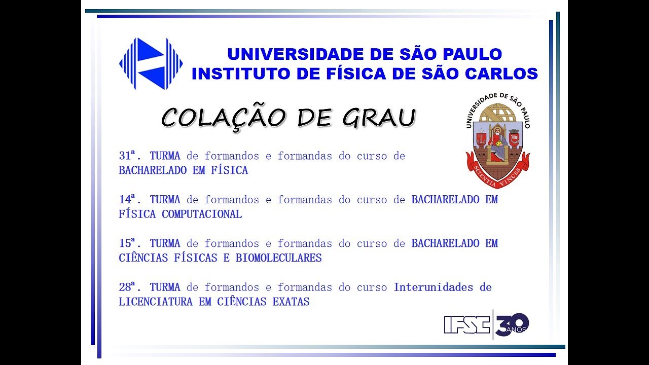 Colação de Grau IFSC-USP 2024 - YouTube
