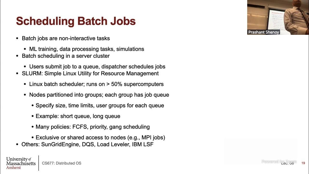 UMass CS677 (Spring'25) - Lecture 06 - Distributed and Cluster Scheduling - YouTube