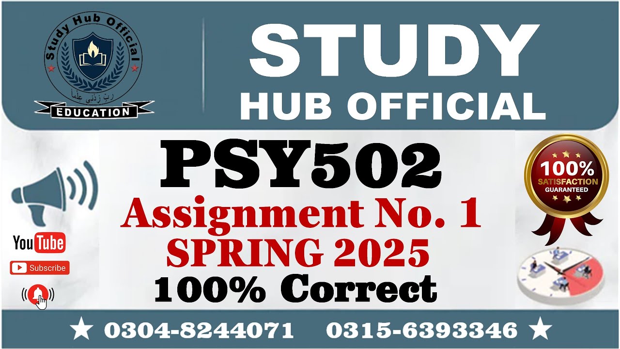 PSY502 assignment 1 solution Spring 2025 | PSY502 assignment 1 solution 2025 | PSY502 Assignment ...