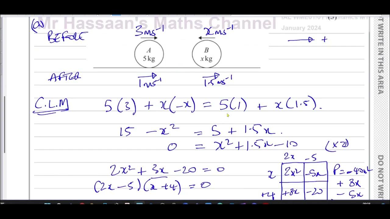 WME01/01, (Edexcel), IAL, M1, January 2024, Q2, Momentum & Impulse - YouTube