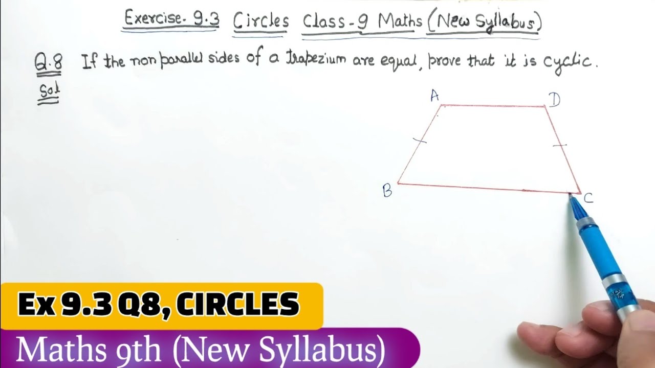 Ex 9.3 Q8 Class 9 Circles Maths NCERT New syllabus | Ex 10.5 Circles Q ...