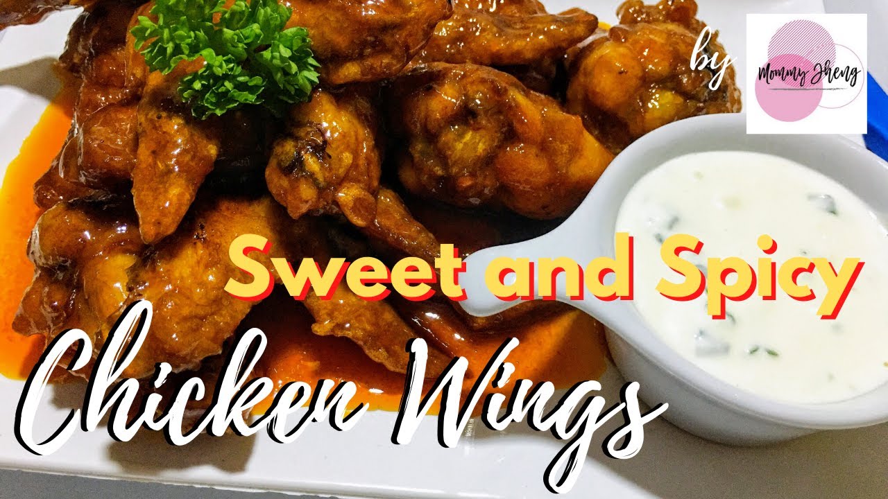 SWEET AND SPICY CHICKEN WINGS RECIPE | with Dipping Sauce - YouTube