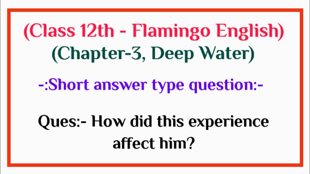 How did this experience affect him | Flamingo English | Chapter-3 ...