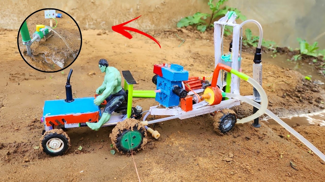 Diy tractor mini borewell drilling machine | Water pump | Science ...