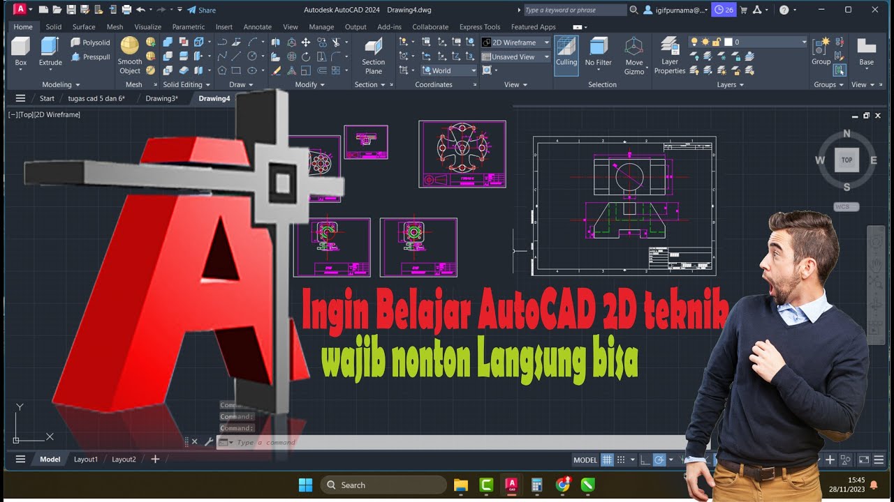 Ingin belajar AutoCAD 2D teknik | wajib nonton langsung bisa - YouTube