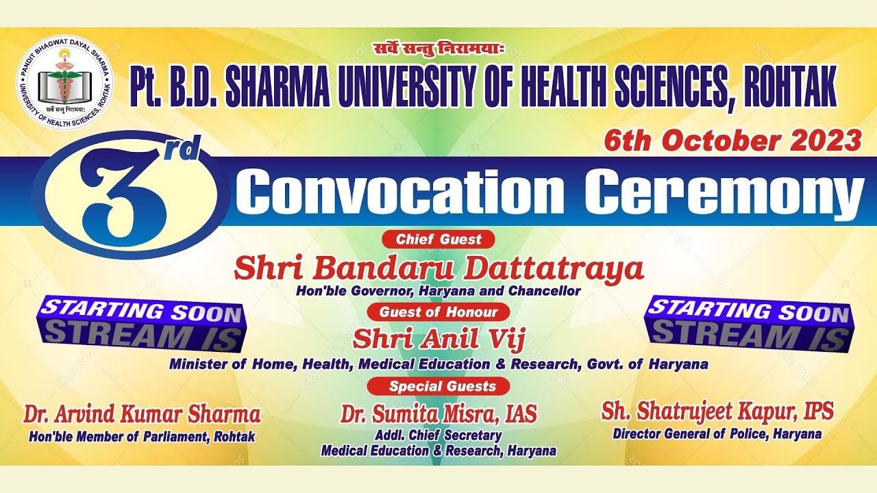 3rd Convocation Ceremony - Pt. B.D. Sharma University of Health ...