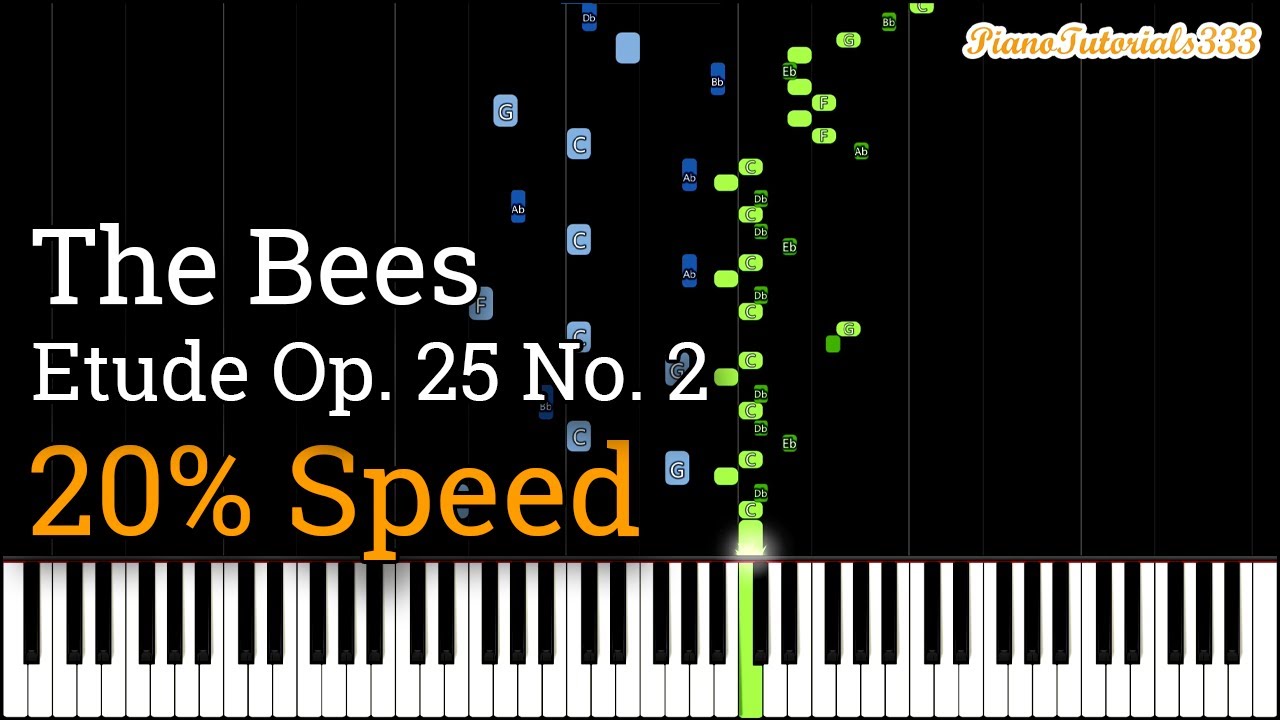 Chopin - Etude Op. 25 No. 2: The Bees (Easy Piano Tutorial) [20% Speed ...