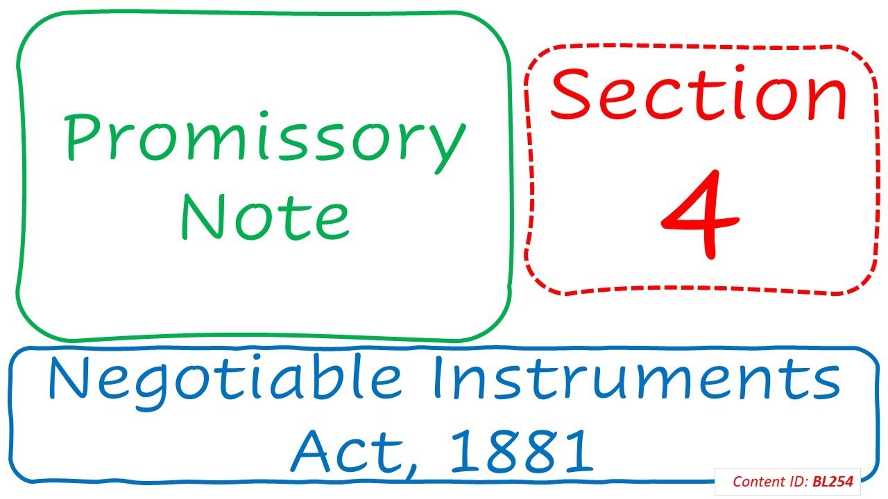 Section 4 Promissory Note | Negotiable Instruments Act, 1881 (BL254 ...