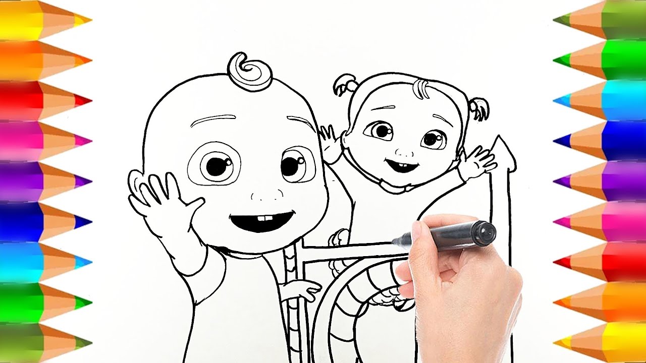 How to Draw JJ and Cece in "Hello Song" | Cocomelon | Drawings for ...