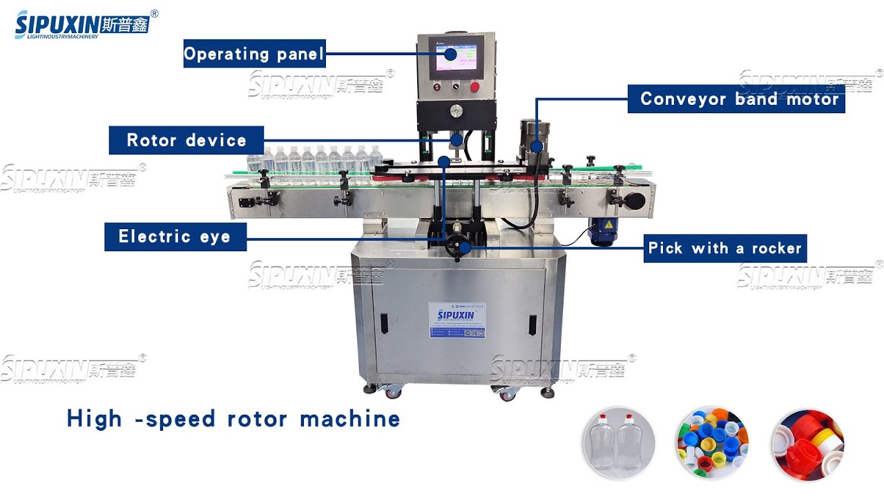 Full automatic multiple caps screw capping machine PLC HMI control ...