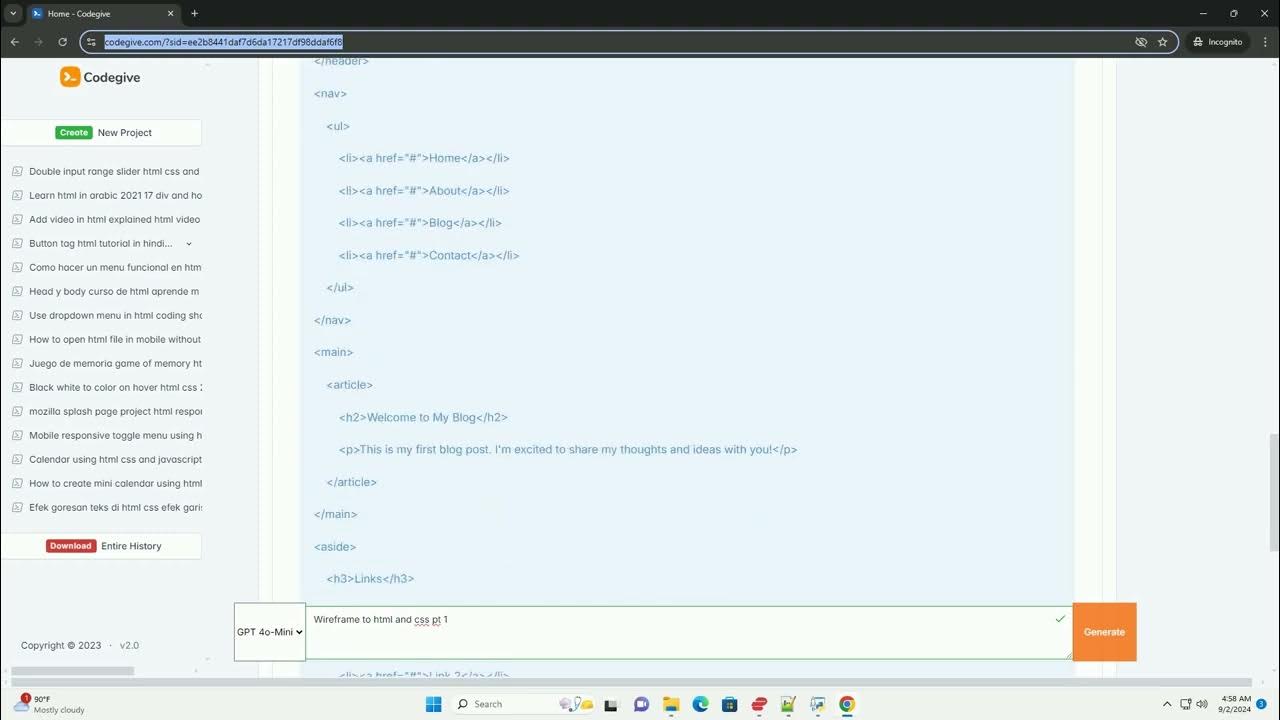 Wireframe to html and css pt 1 - YouTube