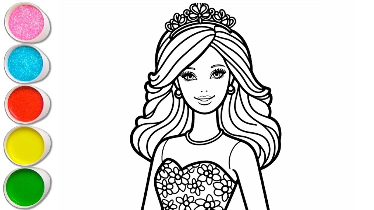 Cute Barbie Girl Drawing for kids, Painting & Coloring for kids ...