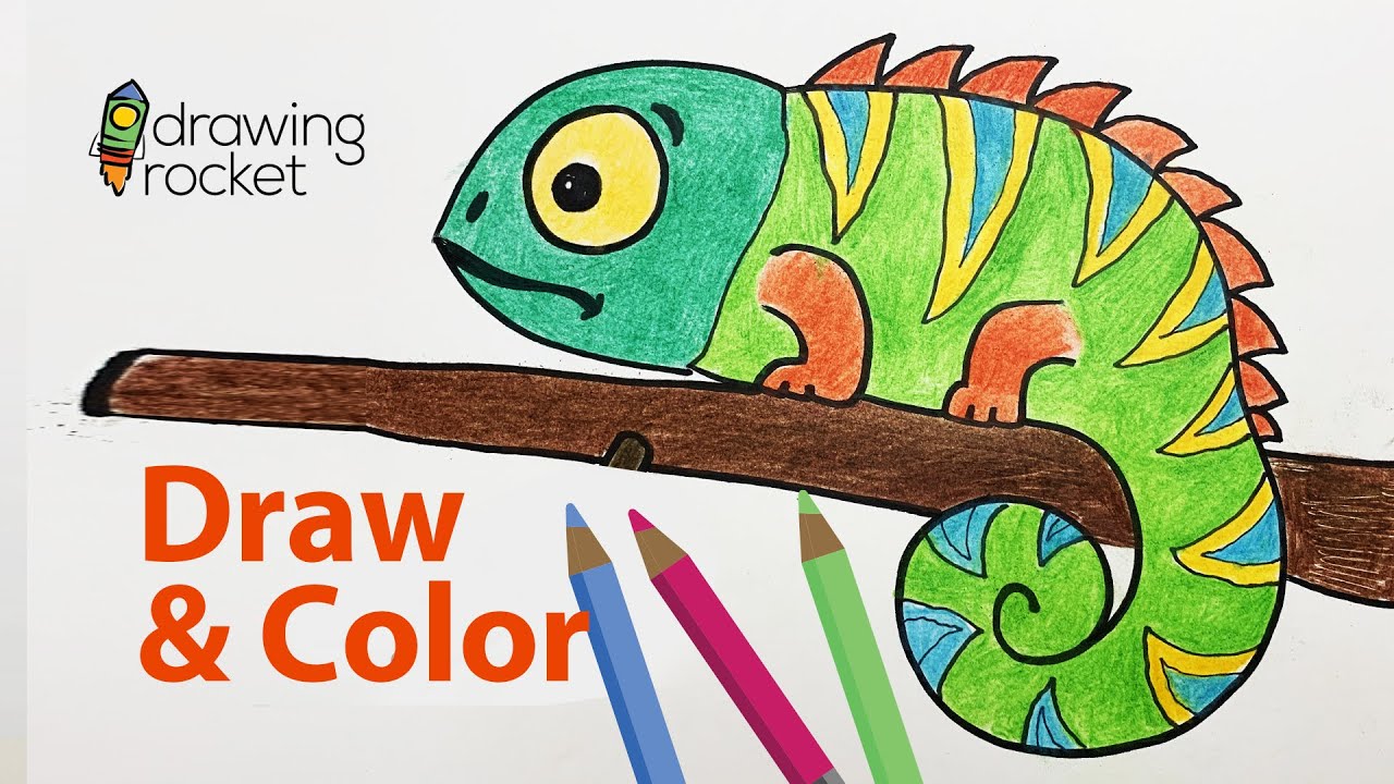 How to draw and color a beautiful Chameleon | Learn To Draw # ...