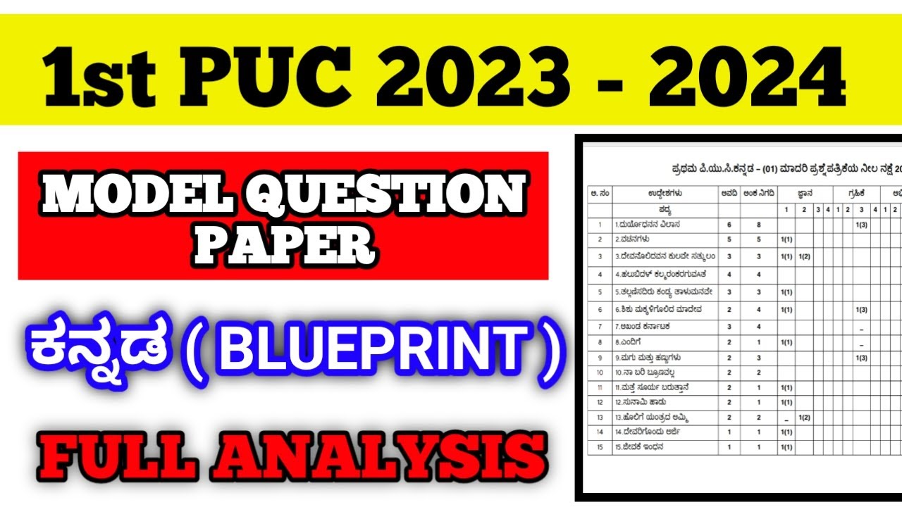 1st PUC ಕನ್ನಡ BLUEPRINT 2024 || FULL ANALYSIS!! 1st puc exam pattern ...