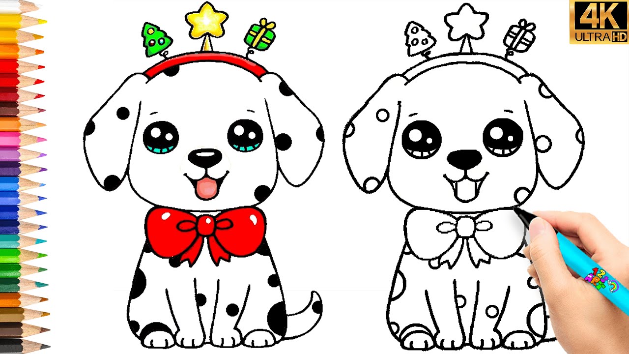 DISEGNO IMMAGINE CANE DALMATIANO MOLTO DOLCE 🎄 COME DISEGNARE UN CANE ...