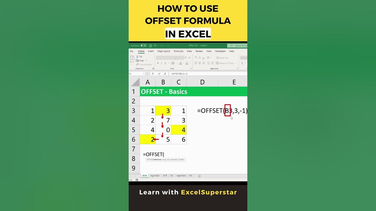 How To Use Offset Formula In Excel Exceloffset Excelformulas Exceltips Excelfunctions
