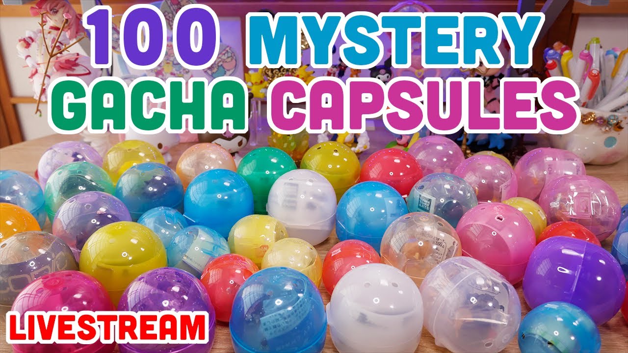 100 MYSTERY GACHA CAPSULE OPENING LIVESTREAM - YouTube