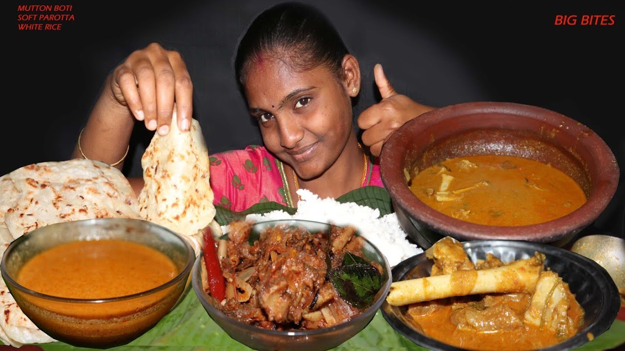 Parotta,Mutton Boti,Mutton Curry ASMR&MUKBANG Eating Challenge - YouTube