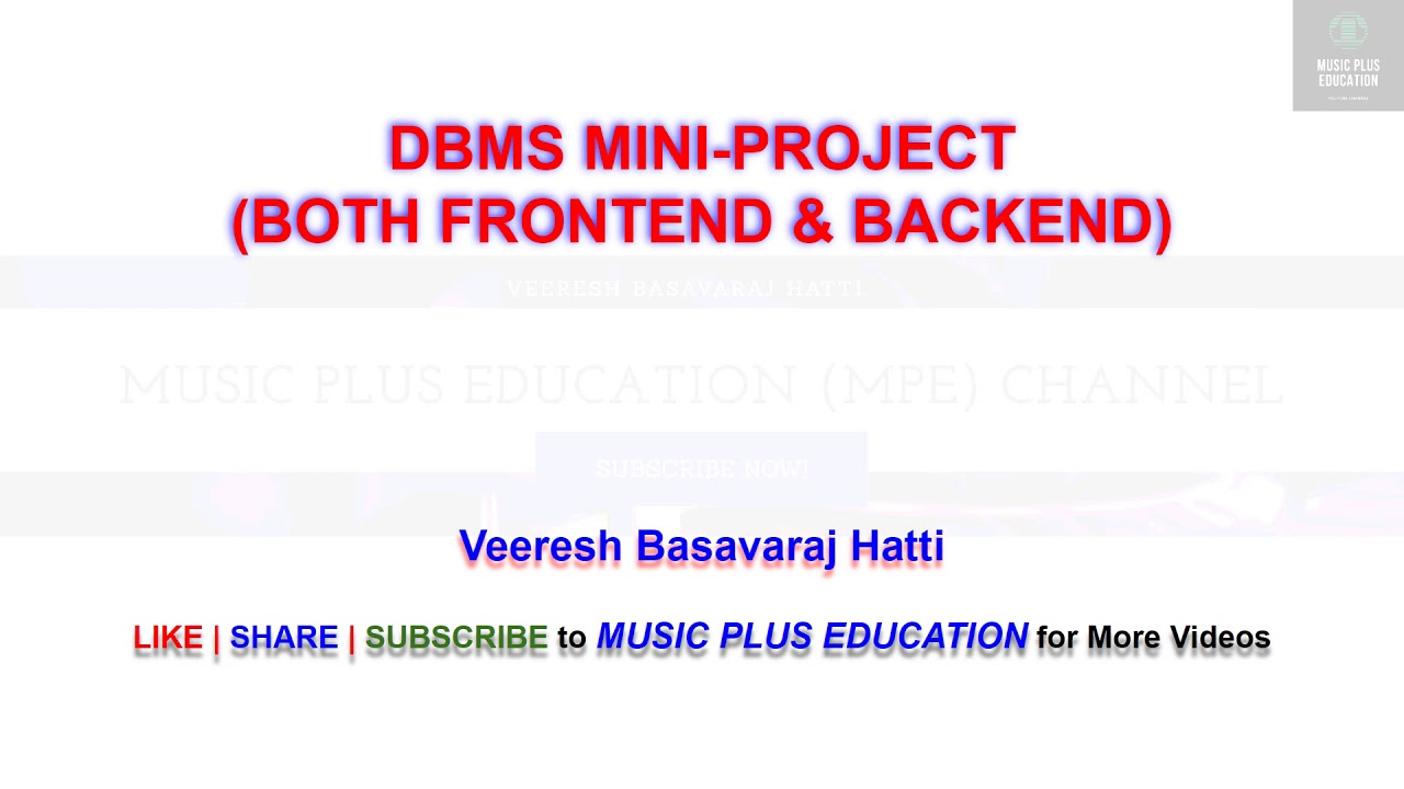 PART-1: DBMS MINI-PROJECT - YouTube