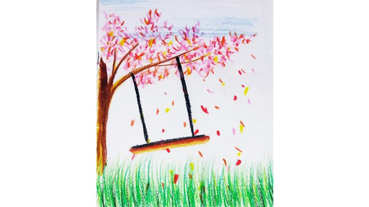 How to draw a beautiful😍 Landscape nature🏞 drawing without pencil 📝 ...