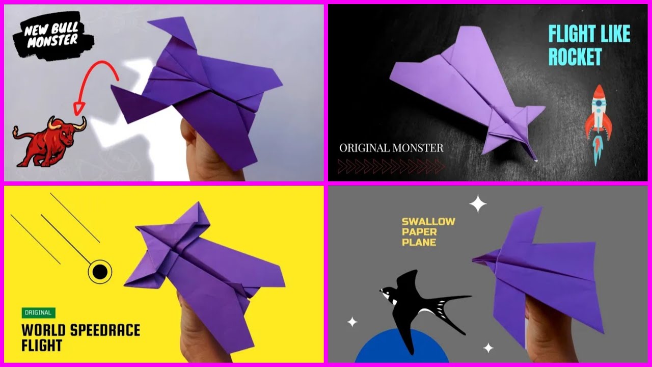 How to make a simple fighter jet paper airplane - how to make 4 paper ...
