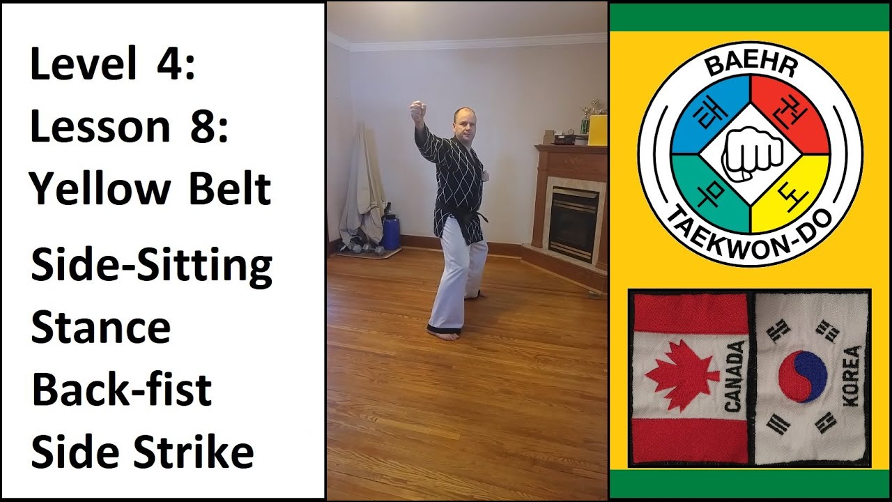 Baehr Taekwondo: Lesson 04-08: Green Stripe: Side-Sitting Stance - Back ...