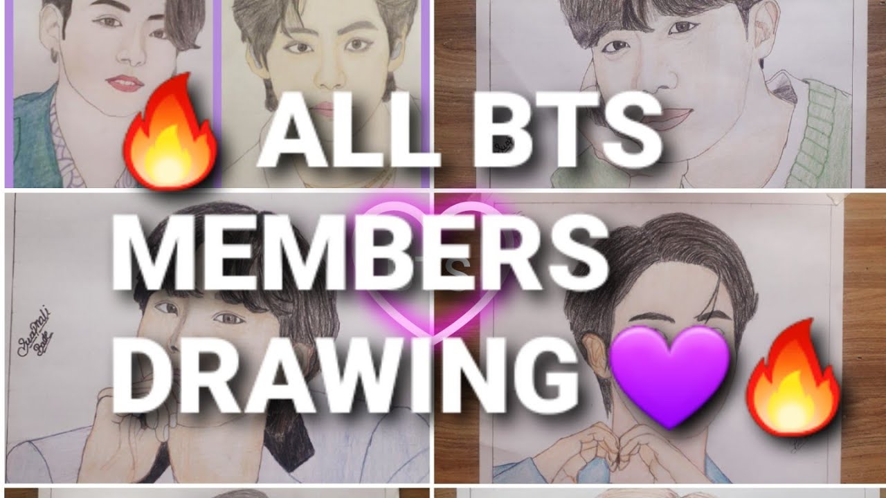 🔥🤩My All BTS Members Drawing💜⁷#youtube #trending #bts #art #drawing # ...