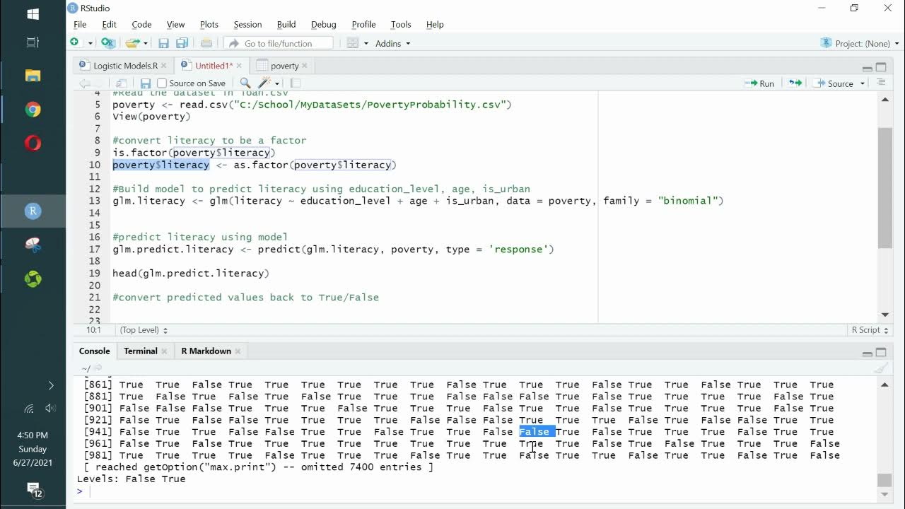 Logistic Regression in R Creating model and testing accuracy - YouTube