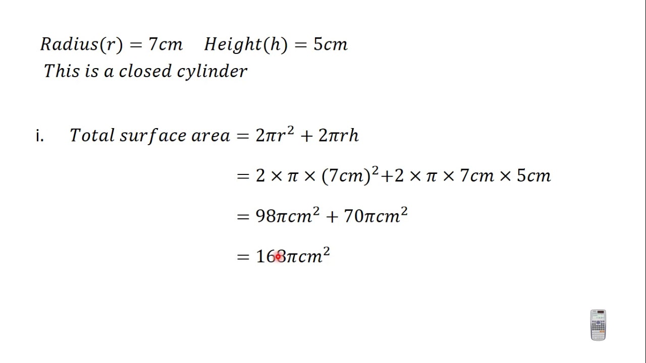 44 Surface Area and Volume of a Closed Cylinder - YouTube