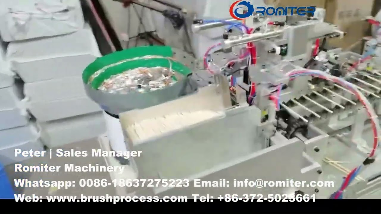 Automatic Artist Brush Handle and Ferrule Assembling Machine - YouTube