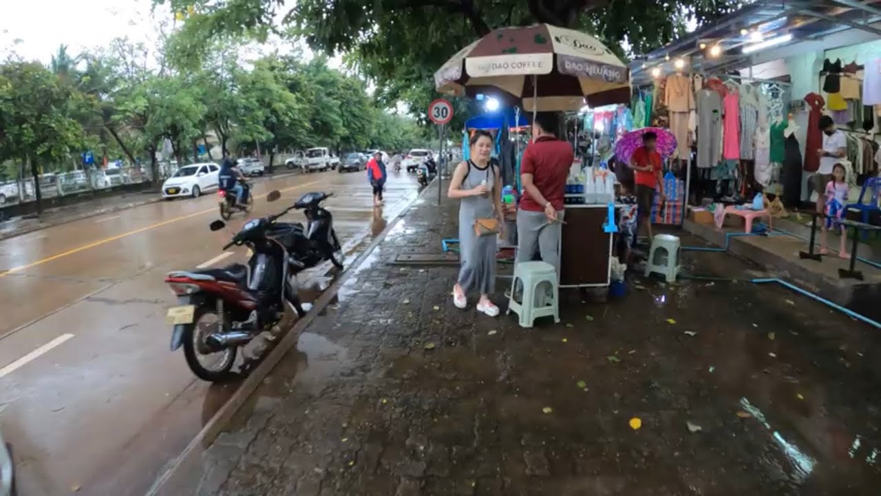 Exploring laos in rainy season | city tour | Laos markets shops and ...