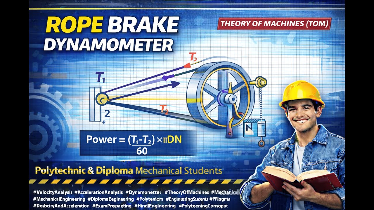 Rope Brake Dynamometer in Theory of Machines (TOM) | Complete ...