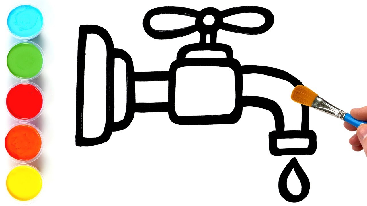 Water Faucet Picture Drawing, Painting and Coloring for Kids, Toddlers ...