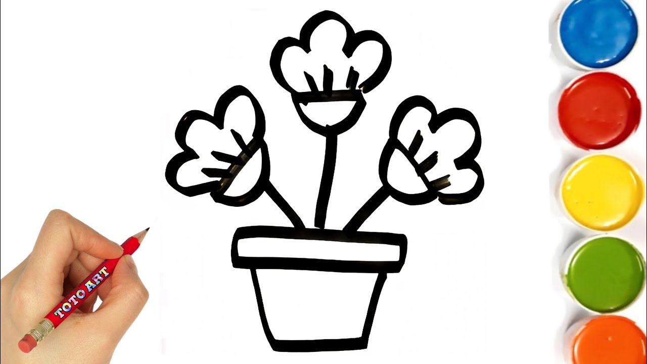 How to draw Nice Flowers -Colouring for Kids & Toddlers |Draw, Paint ...