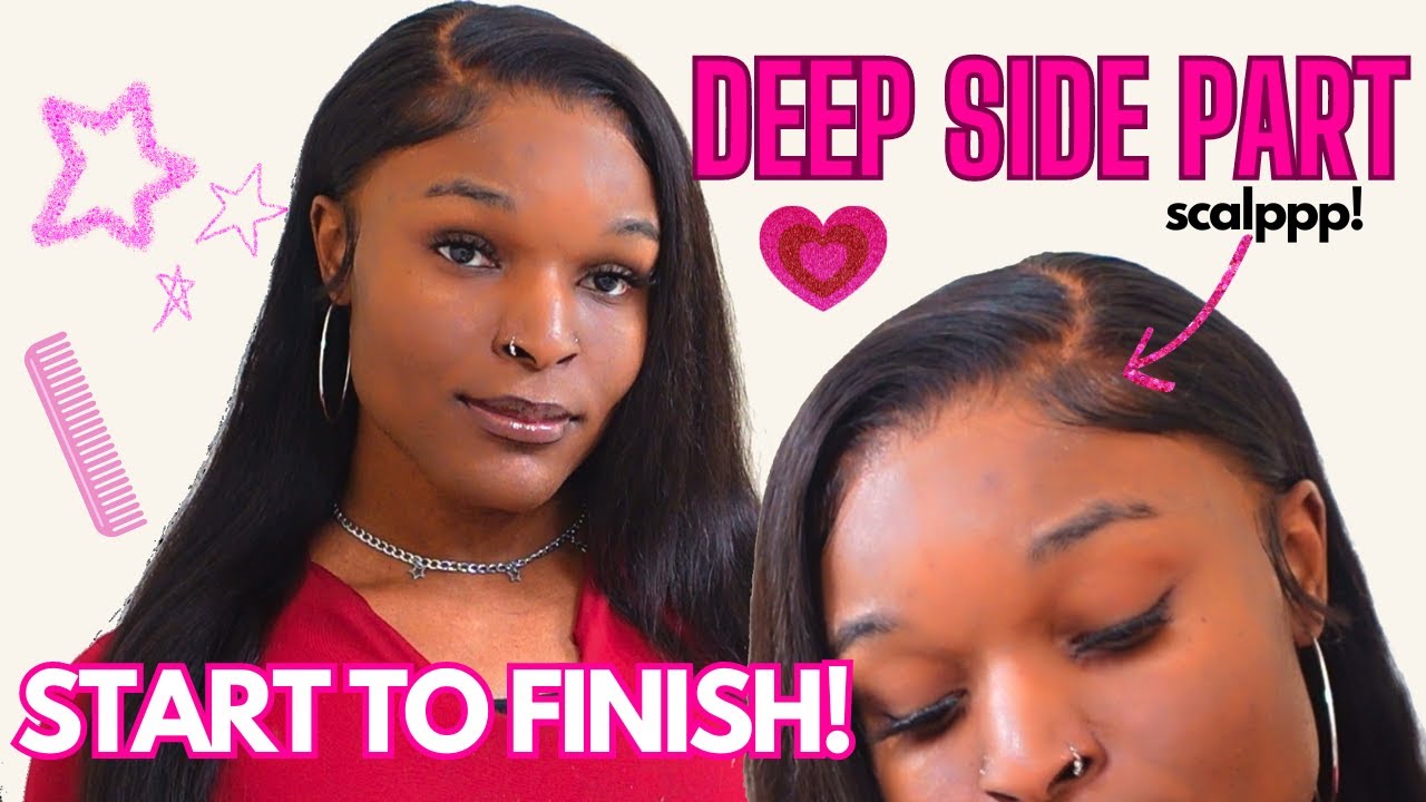 LACE FRONTAL WIG INSTALL TUTORIAL FOR BEGINNERS | DEEP SIDE PART ...