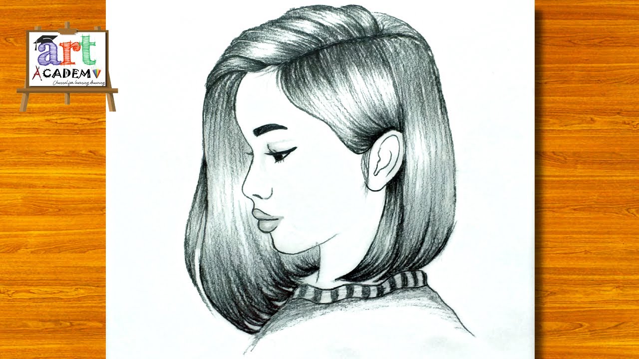 How to draw a Girl with short hair || Pencil sketch | Face Drawing ...