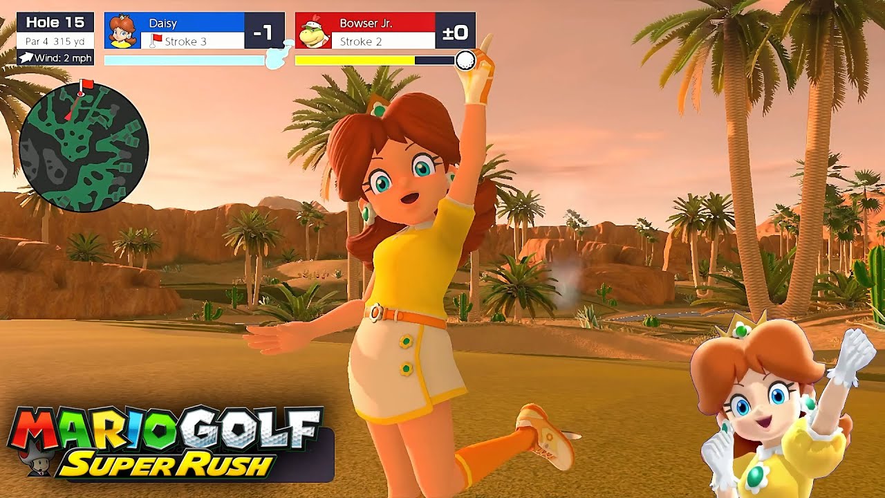 Mario Golf Super Rush Daisy vs Bowser Jr at Spiky Palms - YouTube