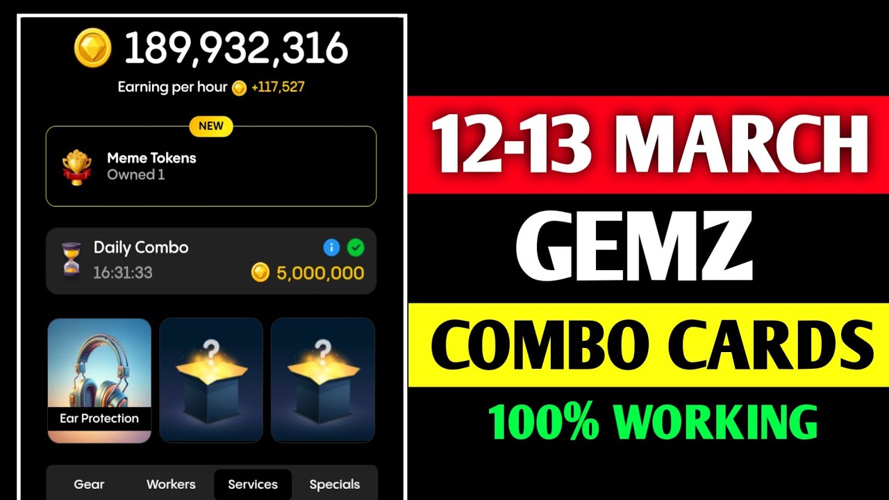 Gemz daily combo today 12-13 March | gemz daily combo card | today ...