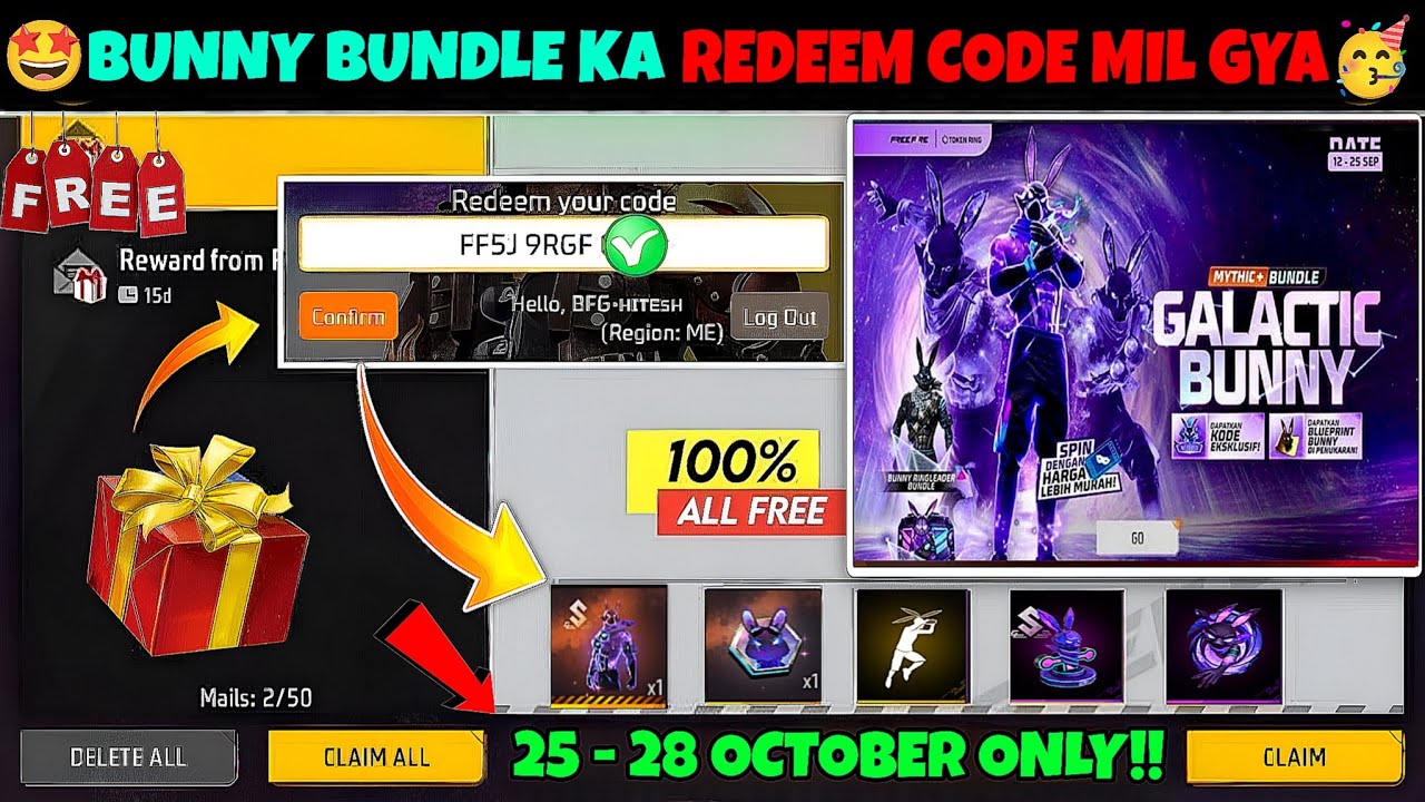 FREE FIRE REDEEM CODE TODAY 28 OCTOBER|FF REWARDS REDEEM CODE | FF ...