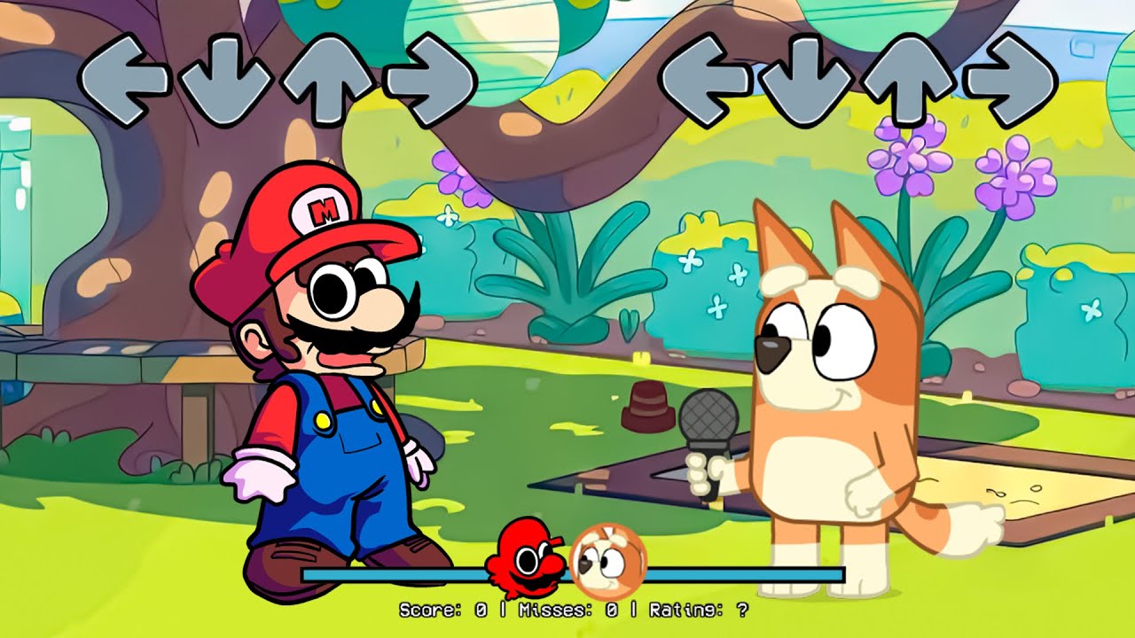 FNF Mario All Phases VS Bluey, Bingo & Mackenzie Sings Can Can | Bluey ...