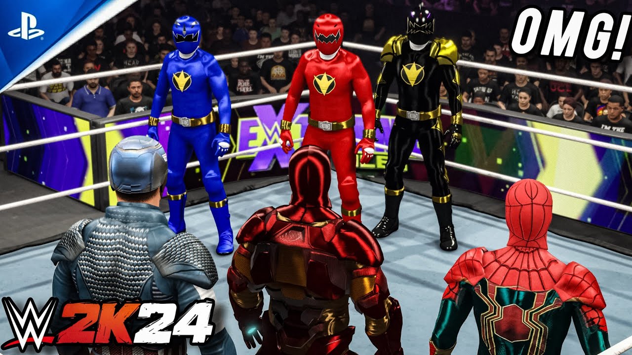 WWE 2K24 - POWER RANGERS vs. AVENGERS - Tag Team ELIMINATION Match ...