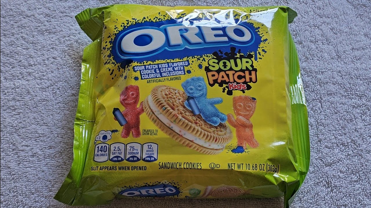 Random Item Review Oreo Sour Patch Kids Flavored Cookies & Cream with ...