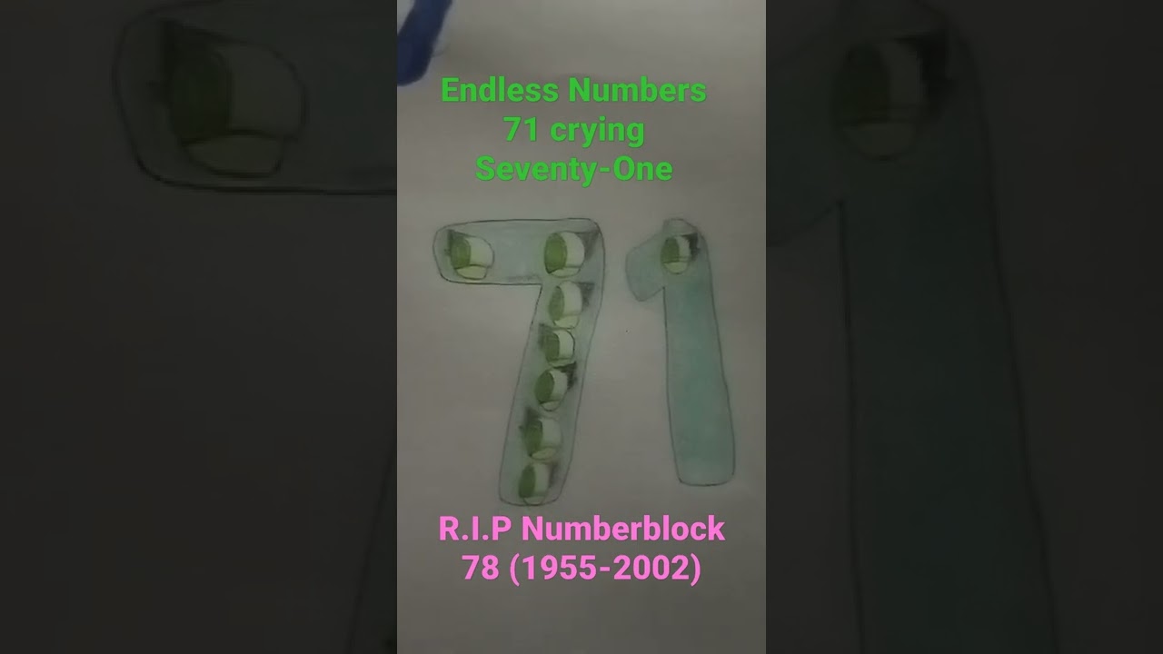 Endless Numbers 71 crying Seventy-One R.I.P Numberblock 78 (1955-2022 ...