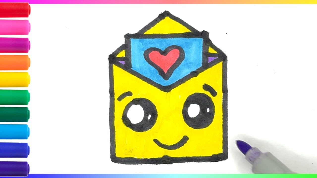 How to Draw A Cute Envelope With Heart - YouTube