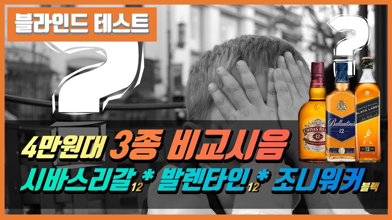 블라인드 테스트 4만원대 위스키 3종 비교시음 발렌타인12 조니워커12 시바스리갈12 Youtube